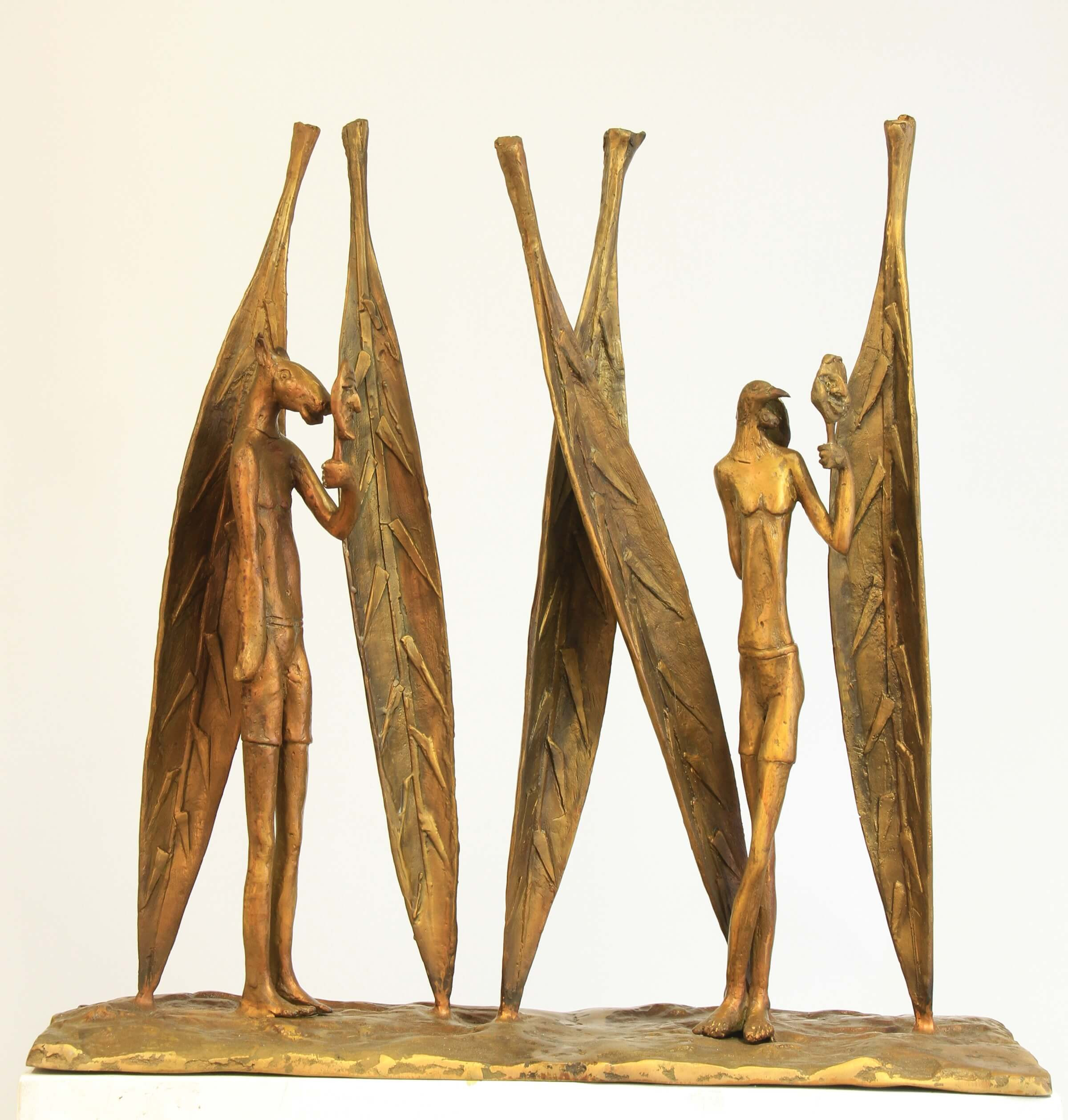 Untitled (masked figures and leaves) | Paul Dibble